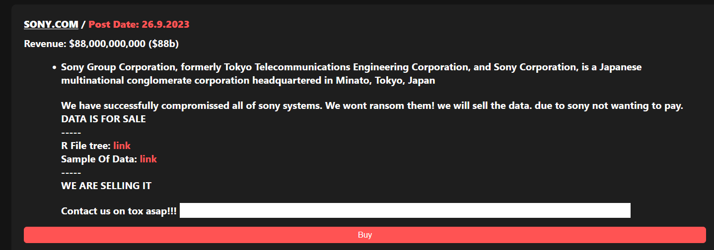 Ransomware Group Claims To Have ‘Compromised All Sony Systems,’ Sony ...