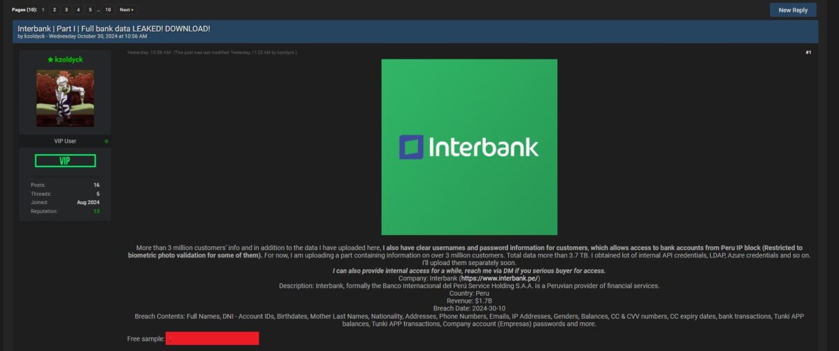 Interbank confirms data breach following failed extortion, data leak ...